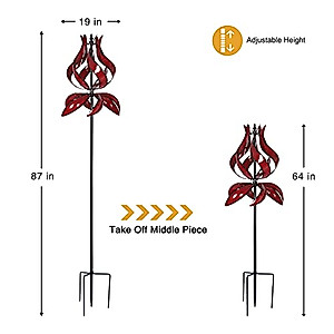 Cyan Oasis Yard Garden Wind Spinners - Large Outdoor Metal Wind Spinners with Stake, Yard Art Lawn Garden Decor (19" W x 87" H)