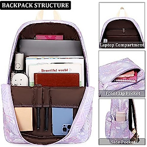 JIANYA Backpack for School Girls Backpacks Kids Backpack with Lunch Box Lightweight Bookbag School Bag for Preteen Girl