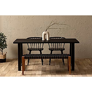 South Shore Balka Woven Leather Bench, Matte Black