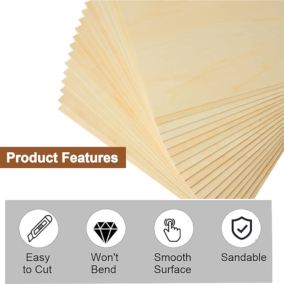 12 Pack 11.8 × 11.8 Inch Basswood Sheets Thin Wood Sheets Plywood Board Basswood Sheets 1/8 inch Square Unfinished Wood Boards for Crafts, DIY Project, Mini House Building Architectural Model Making