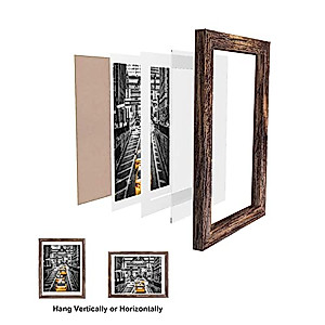 Finefrarm 12x16 Frames Set of 3 Display Pictures 11x14 with Mat or 12x16 Diamond Paintings Without Mats Farmhouse Distressed Picture Frames Wall Art for Living Room Wall Mounting Decor - Multicolour