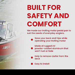 Lurwind Recessed Trolling Motor Foot Pedal Tray - Black Powder-Coated Aluminum, Fits Most Trolling Motor Tray Pedals, Pre-Drilled for Easy Install