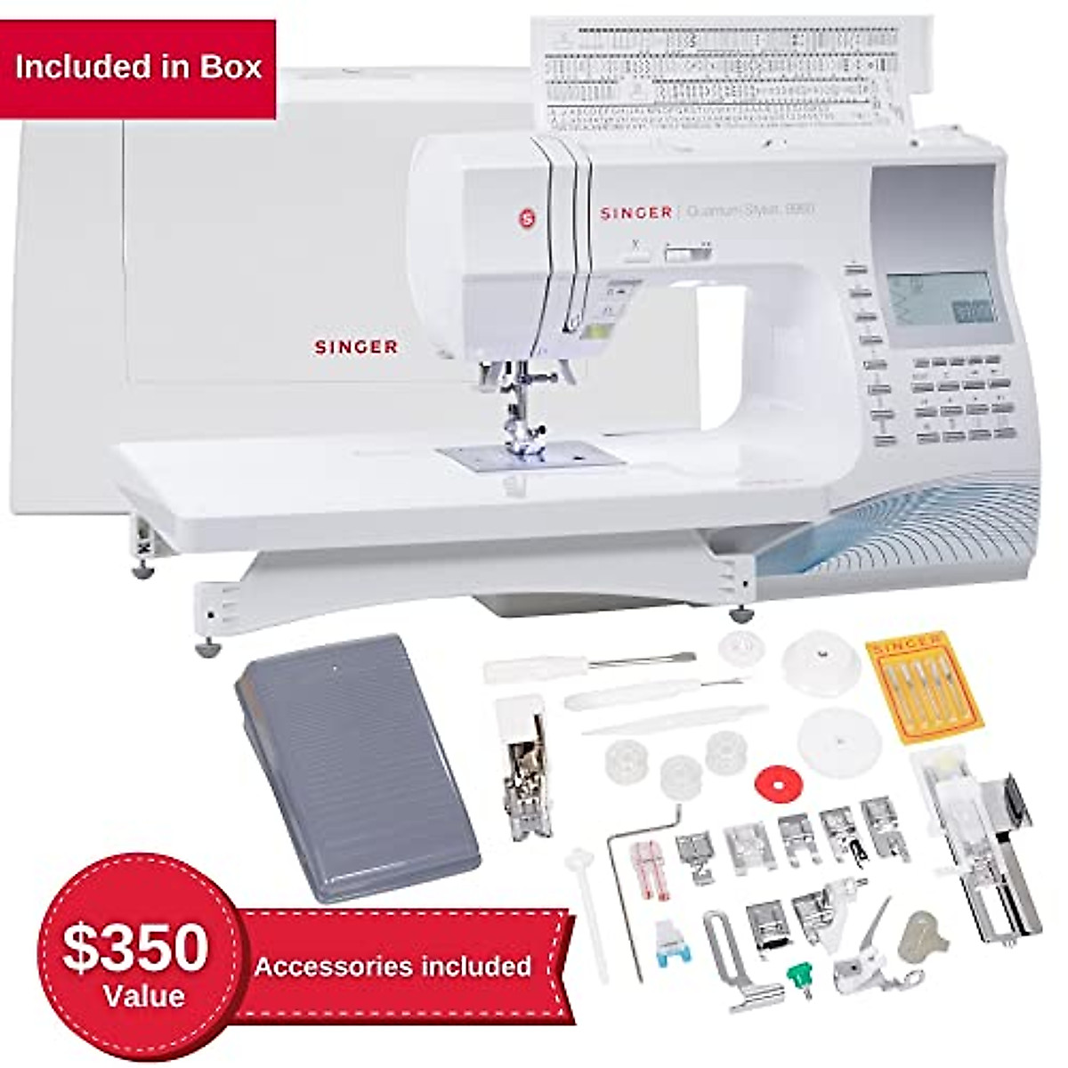 SINGER | 9960 Sewing & Quilting Machine With Accessory Kit, Extension Table - 600 Stitches & Electronic Auto Pilot Mode