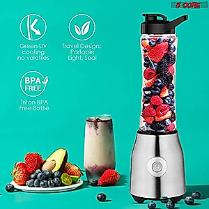5 Core Smoothie Blender for Shakes and Smoothies, 600ml Powerful 300W Personal Bullet Blender & Smoothie Maker with Portable Bottle BPA Free 20 Oz, 4 Stainless Steel Blade, Blenders For Smoothie 5C 521