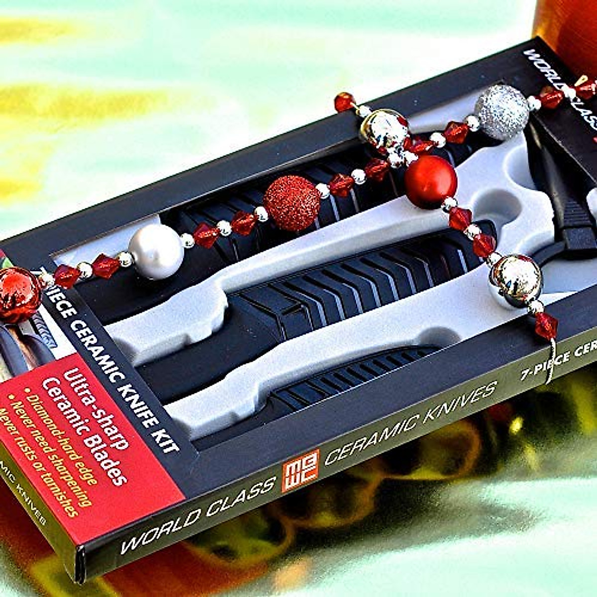 Miracle Blade IV World Class Professional Series Black 7-piece Ceramic Knife Set - Sharpest Knives Never Lose their Precision Cut: Never Dulls & Won't Rust or Stain.