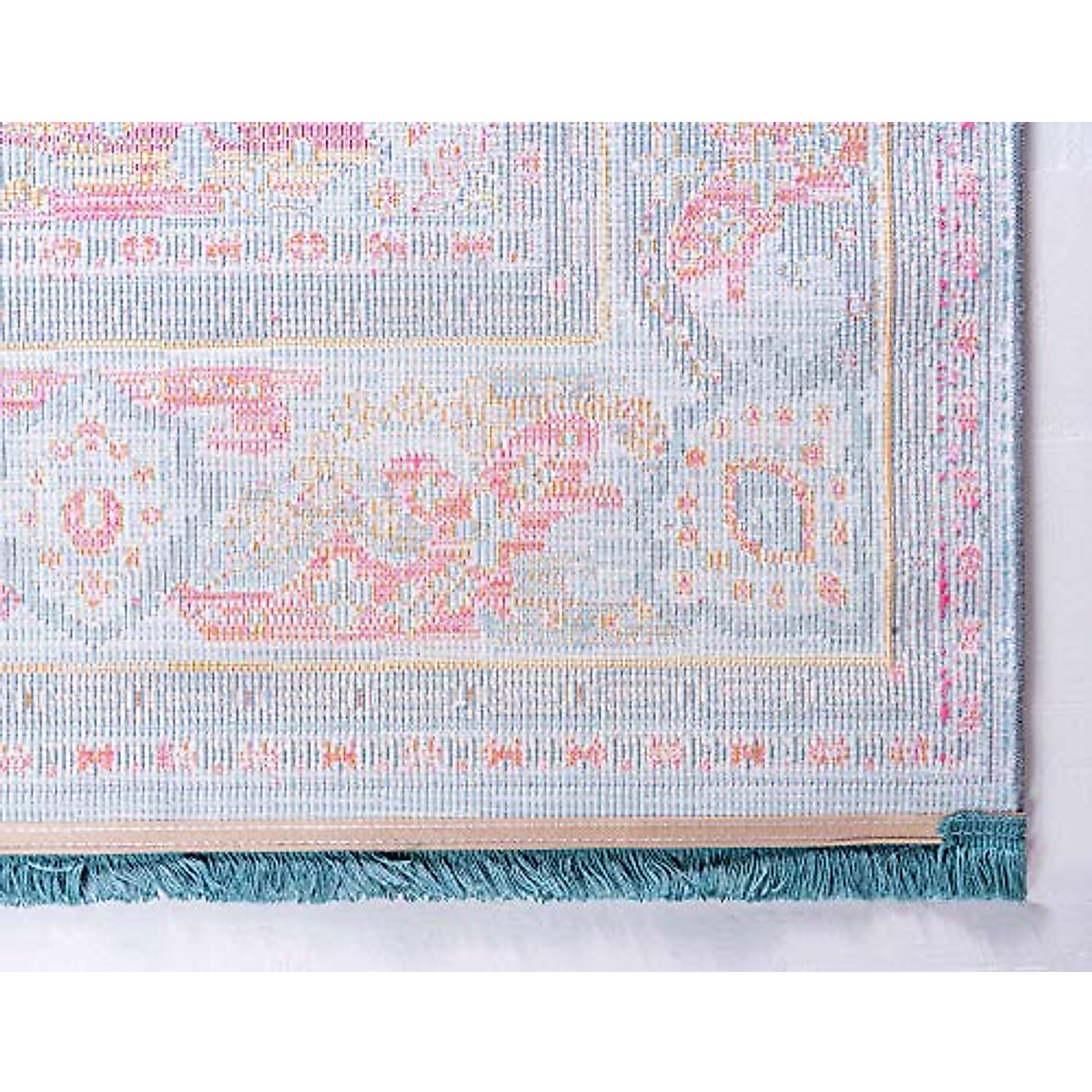 Unique Loom Baracoa Collection Area Rug - Malecon (8' 4" x 10', Light Blue/ Orange)