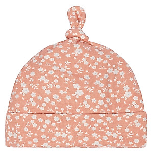 Grow by Gerber Baby Girls 4-Pack Caps, Orange/Yellow/Green/Ivory, Newborn