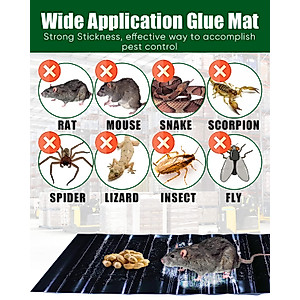 SEEKBIT 3 Pack Rat Sticky Traps 6X Extra Large, Black Mouse Glue Trap Sticky Trap for Mice and Rats, Enhanced Stickiness Trapping Pads Snakes Spiders Roaches for House Rodent Pest Control