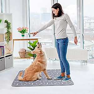 Yohaoupty Washable Puppy Dog Pee Pad, 2 Pack Waterproof Puppy Pads Non-Slip Pet Training Pads Fast Drying Reusable Whelping Training Mat for Dog Bed Mat Dog Playpen Car Travel - Grey, 16” x 24”