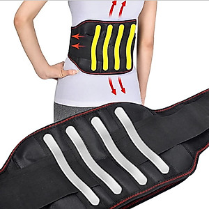 ZFF Self-Heating Waist Brace Belt Magnetic Back Brace Belt Heated Lumbar Support for Lower Back Pain Relief Muscle Injury Herniated Disc for Men and Women (Color : Black, Size : M/Medium)