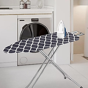 Psesaysky Iron Board Cover Resist Scorching Stretchable Iron Cover for Ironing Lattice Moroccan Geometric Trellis Soft Table Top Ironing Board Cover