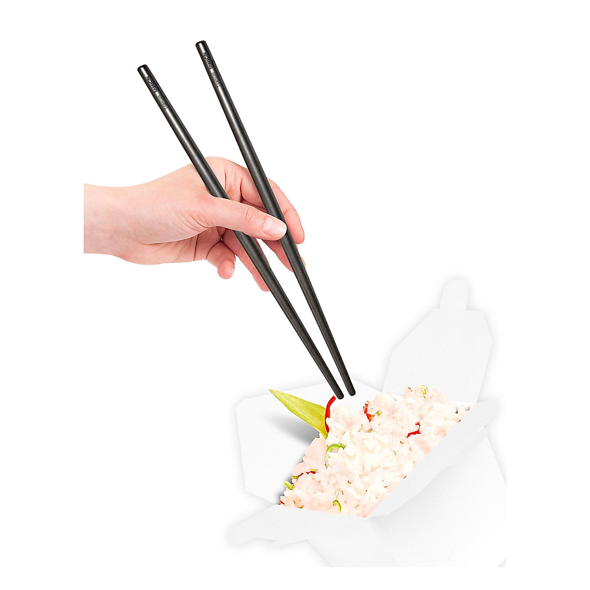 finessCity Chopsticks, 1 Pair of Chopstick, Titanium Chopsticks with Aluminium Case (Pink)