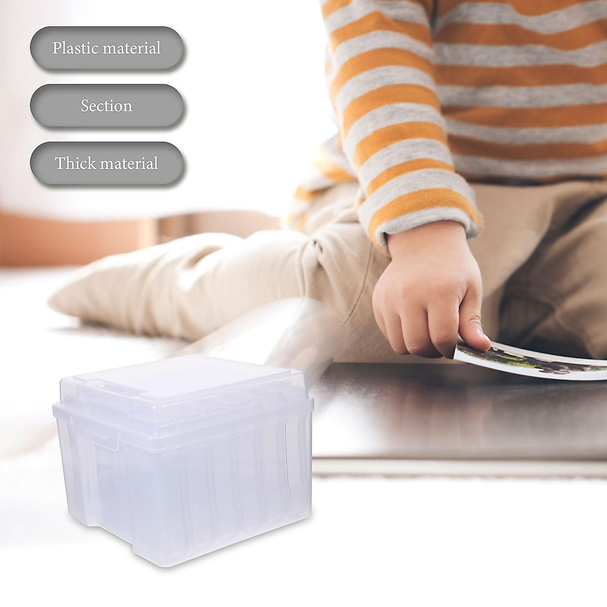 VILLCASE Plastic Postcards Storage Box, Transparent Greeting Card Organizer Portable Business Card Holder, Photo Organizer Cases for Crafts, Scrapbook, Paper, Envelopes