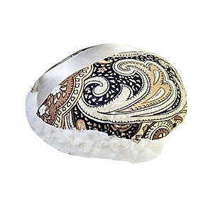 Brown Paisley Print Fluffy Fleece Powder Puff for Dusting Powder - Large