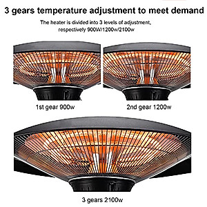 2100W Outdoor Electric Heater,3 Heating Mode Space Heater Double Halogen Tube Heater with Tip Over Protection,Waterproof Patio Heater for Garden Courtyard Balcony Garage-2100w 50x210cm(20x83inch)