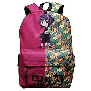 XIXISA 18 INCH Anime Tomioka Giyuu Backpack with Pencil Case, Demon Slayer Backpacks Bookbag Schoolbag Daypack for Teens Large Capacity Travel Bag (18 INCH, Tomioka Giyuu)
