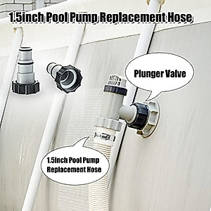 Saintrygo 2 Pack Pool Hose for Above Ground Pools 1.5 Inches Diameter 59 Inches Length Replacement Swimming Pool Pump Hose with 4 Pcs Hose Clamps and 2 Replacement Hose Adapter