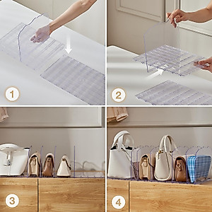 BESHOOME 7 PCS Acrylic Shelft Dividers for Closet Organization,Adjustable Clear Purse Organizer for Closet,Handbag Shelf Dividers, Clear Bookshelf Separator Dividers in Bedroom,Office