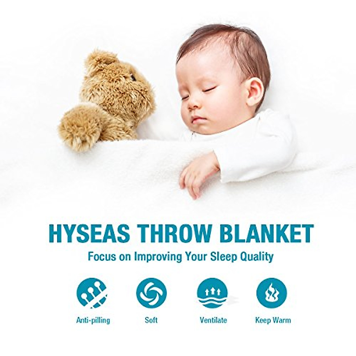 HYSEAS Flannel Fleece Throw Blanket Dark Grey - Super Soft Plush Microfiber Solid Blanket for Couch, Bed, Chair, Sofa - Fuzzy Cozy Lightweight - 50x60 Inch