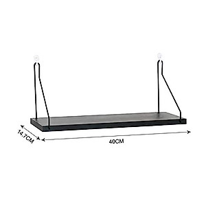 Floating Shelves Decorative Shelves Wooden Wall Mounted Shelf for Bedroom Living Room Kitchen and Office (Black,15.8 in)