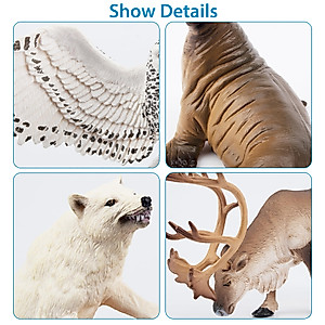 Toymany 12PCS 4-7" Large Polar Animals Figurines, Plastic Arctic Animal Toy Preschool Set Includes Polar Bear,Caribou,Whales,Walrus, Cake Toppers Christmas Birthday Toys Gift for Kids Toddlers