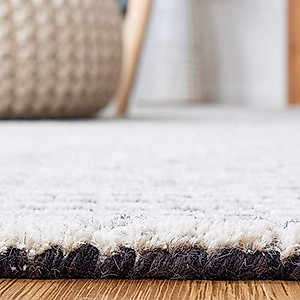 SAFAVIEH Abstract Collection 4' x 6' Black/Ivory ABT853Z Handmade Premium Wool Entryway Living Room Foyer Bedroom Accent Rug