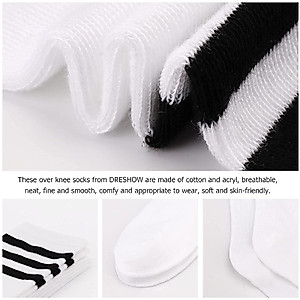 DRESHOW 2 Pairs Extra Long High Thigh Socks Striped Over Knee Thin Tights Long Stocking Knee High Leg Warmer