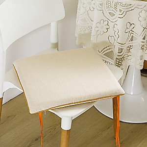 JREDDI Chair Cushions for Dining Chairs Set of 4 - Linen Kitchen Chair Cushions Set of 4, Dining Chair Cushions Set of 4, Chair Pads with Ties for Home Kitchen Office Decor (Beige, Hard Cotton)