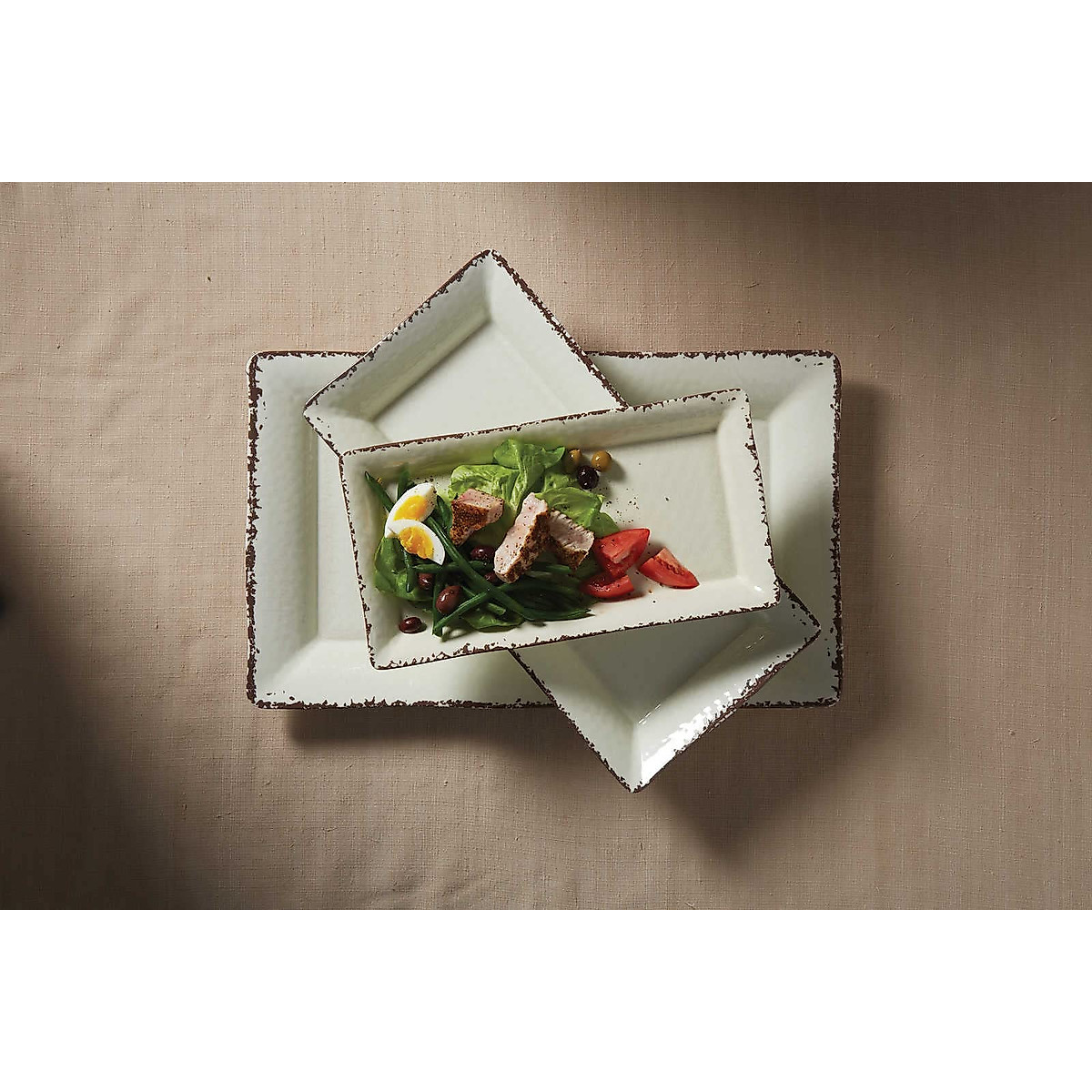 American Metalcraft AWMEL19 Melamine Platter, Rectangular, Antique White, Small