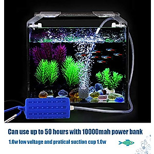 Useekoo USB Aquarium Air Pump, Ultra Durable & Quiet USB Nano Air Pump, Small Air Bubbler for Aquarium Fish Tank with Air Stone and Silicone Tube - Dark Blue