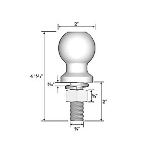 Quick Products QP-HB3007 2" Chrome Hitch Ball - 3/4" Diameter x 2" Long Shank - 3,500 lbs.