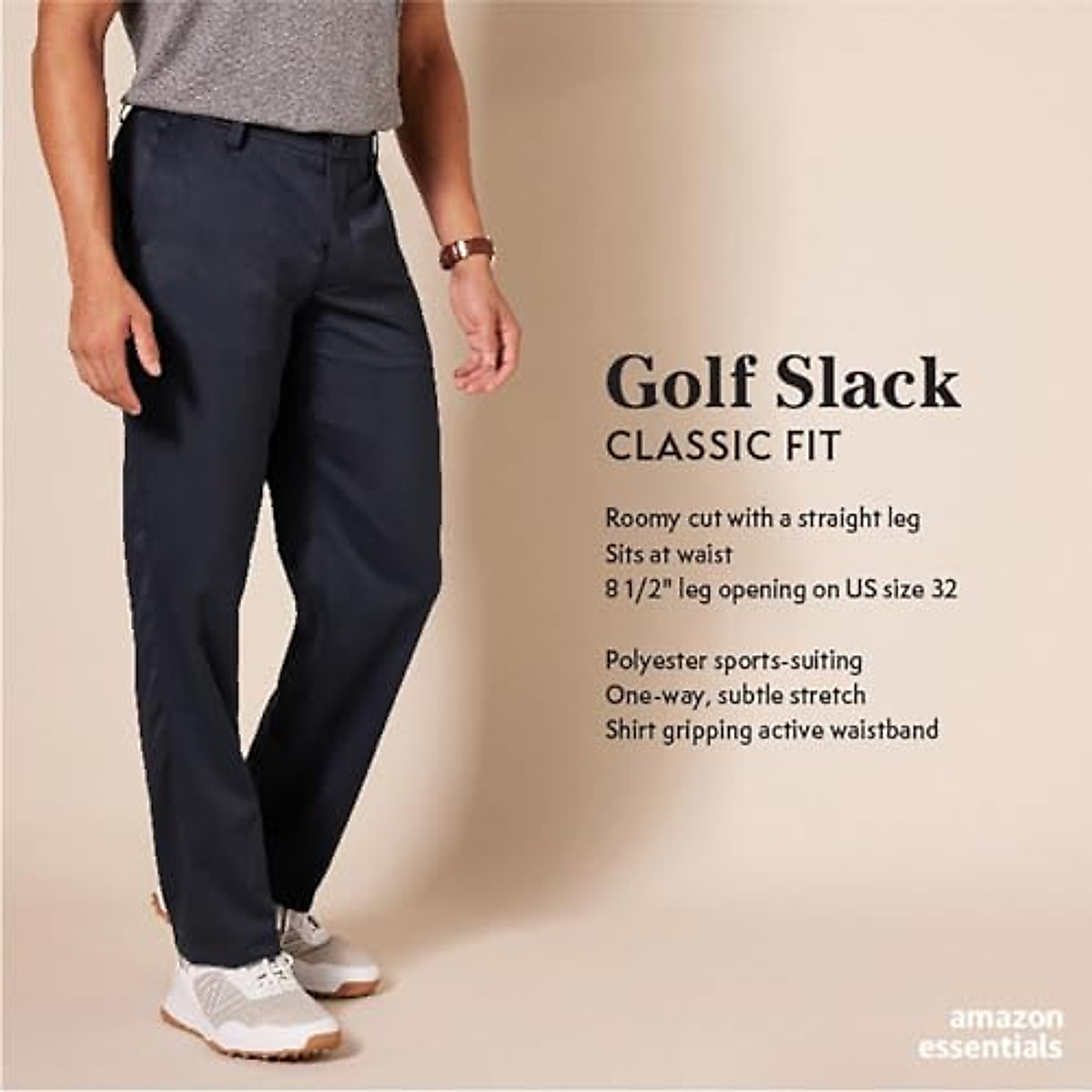 Amazon Essentials Men's Classic-Fit Stretch Golf Pant (Available in Big & Tall), Grey, 38W x 32L