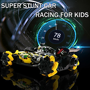Ruxrcni Gesture Sensing Remote Control Car, F1 RC Stunt Car 1:14 Scale 4WD 2.4GHz 360° Rotating RC Cars Toy for Kids with Spray Lights RC Drift Car Boys Girls Gifts Birthday Xmas for 6-12 Year Old