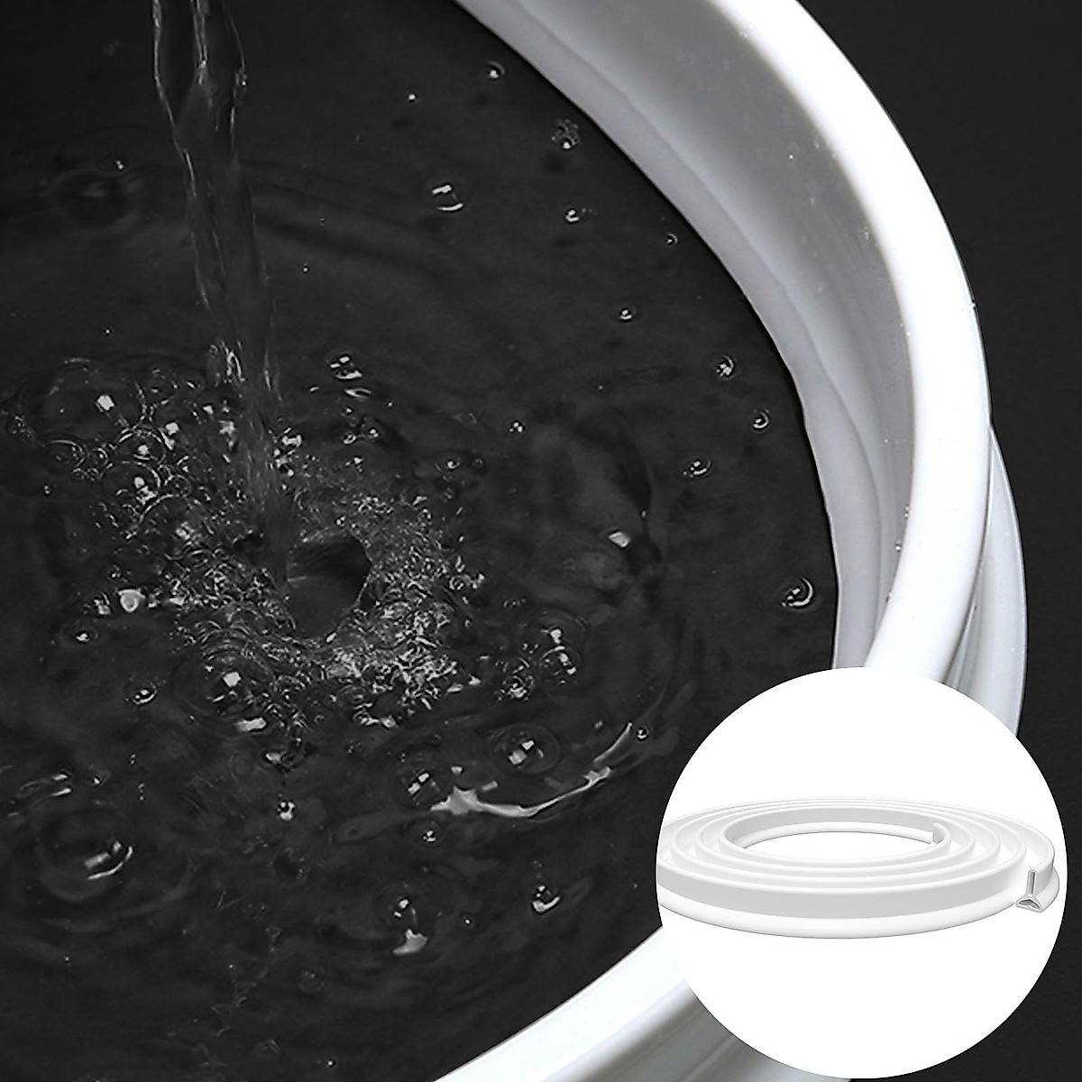 118 IN Shower Threshold Water Dam Collapsible Shower Water Splash Guard for Curbless Bath Shower Barrier Water Stopper for Wet and Dry Separation Bathroom and Kitchen (White/9.8 FT)