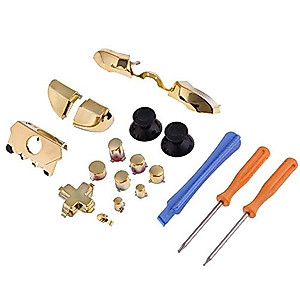 for Xbox One Elite Replacement Full Buttons Bumper Triggers T6 T8 Screwfor Xbox One Controller with 3.5mm Jack (Chrome Gold)