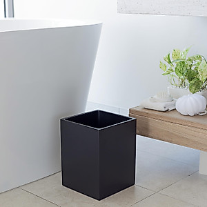 YEW DESIGN Matte Black Square Small Trash Can, 2 Gallons / 7.5L Garbage Can, Waste Basket for Home, Bathrooms, Office, Under Desk, Bedroom, Laundry Room, Kitchen, Kids Room, and Dorm