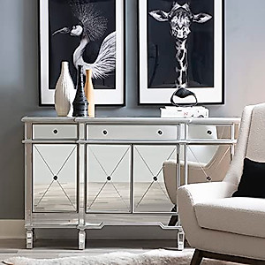Powell Company Mirrored 4-Door 3-Drawer Console