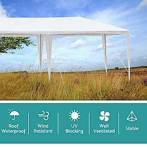 BELANITAS Event Tent with 8 Sidewalls Heavy Duty Wedding Tent for Parties 10x30 Party Tent with Windows, Zipper Doors,Ropes and Nails for Home Birthday Graduation Ceremony,White
