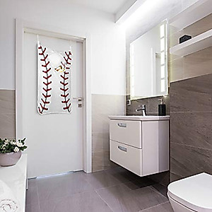 Red Stitching Baseball Door Hanging Laundry Hamper Bag Softball Laces Space Saving Wall Large Laundry Basket Storage Dirty Clothes Bags with Bottom Zippers Hooks for Bathroom Bedroom 2 Pcs