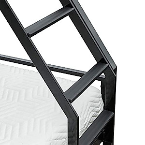 Bonnlo Twin Over Full Bunk Bed, Bunk Beds for Kids/Adults/Teens Bunk Bed with Stairs & Flat Rungs, Heavy Duty Metal Slat, No Box Spring Needed, Black