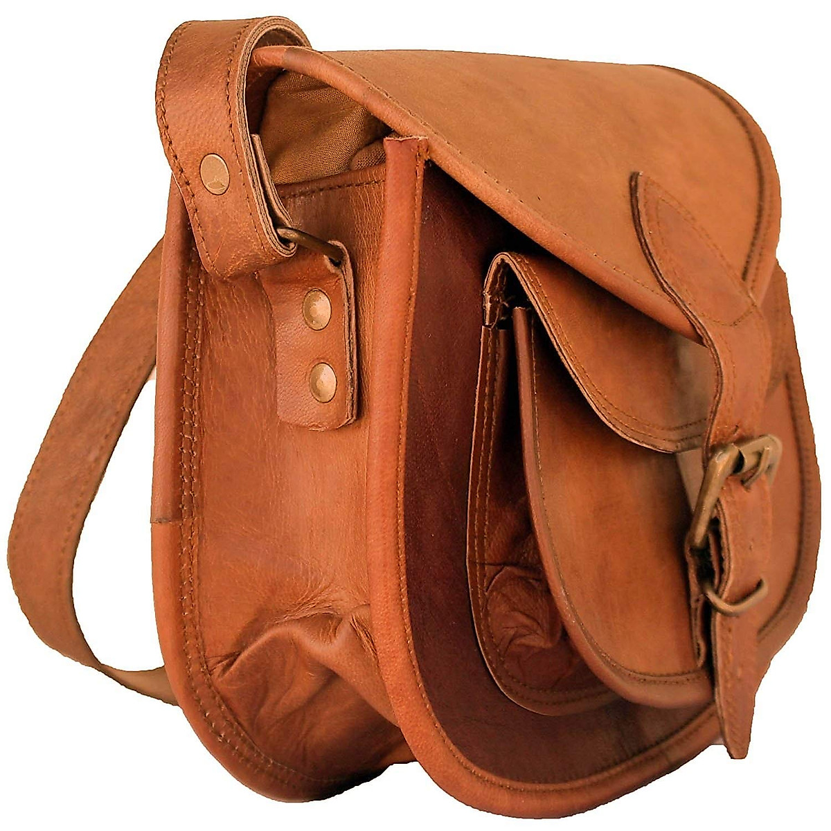 CraftShades Handmade Leather Sling Bag Women Vintage Style Brown Casual Cross Body Shoulder Bag Purse