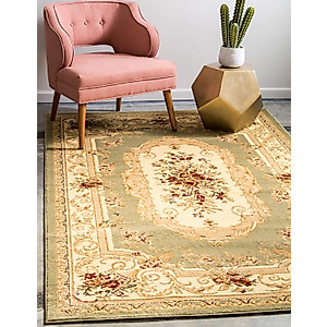 Unique Loom Versailles Collection Traditional Classic Floral Motif Area Rug (5' 0 x 8' 0 Rectangular, Green/ Ivory)