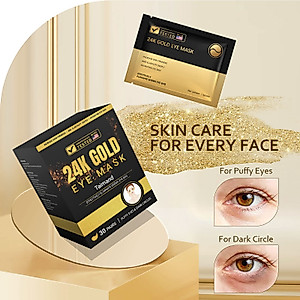 Taimand Under Eye Patches (30 Pairs), 24K Gold Under Eye Mask for Puffy Eyes, Dark Circles,Bags and Wrinkles with Collagen,Relieves Pressure and Reduces Wrinkles,Revitalises and Refreshes Your Skin