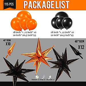 Orange and Black Balloon Garland Arch kit 115pcs with mylar foil dtar Balloons for Sport bascket ball theme Birthday Graduations Prom fall Halloween Party Decorations