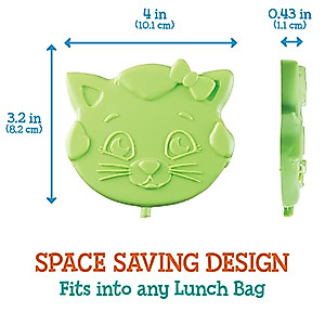 Katerina Kitty Cat Reusable Hard Ice Pack 3 PK- Fits Easily Inside Kids Lunch Box Bento or Insulated Bag- Long Lasting Slim Lightweight Design-Cool Freezer Packs Keep Food Cold For Hours, Thin Coolers