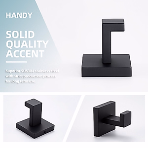 Angle Simple Towel Hook Matte Black, SUS 304 Stainless Steel Coat Robe Hook, Bathroom Hand Towel Hanger for Wall