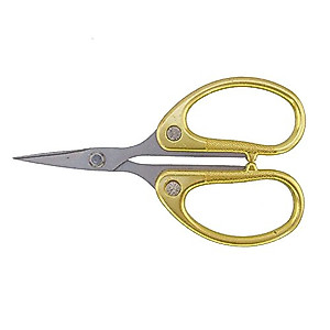 Embroidery Scissors - 4 1/2" Fine Cut Sharp Point Titanium Scissors w/Sheath - Small Craft Snip Scissors - Gold - 1 Pair