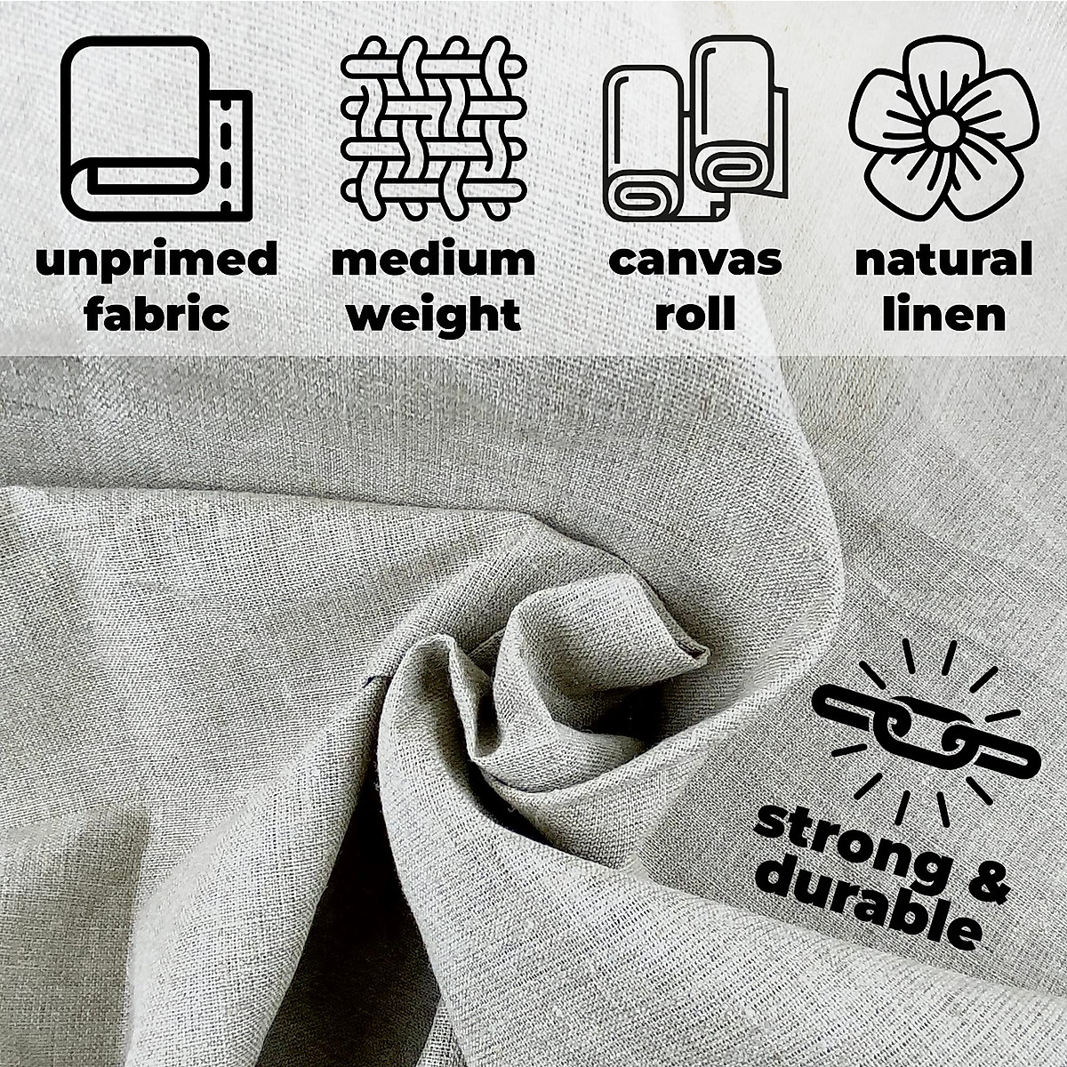 Art Natural Linen Canvas Roll 87" Wide X 5 ft - Plain Unprimed Canvas Fabric for Painting - Raw Linen Canvas Rolled
