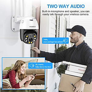 INQMEGAPRO 5MP PTZ WiFi Security Camera Outdoor, 1920P HD Wireless Surveillance Camera, Waterproof IP Camera, 2-Way Audio, Enhanced Night Vision, Motion Detection, ONVIF, SD Card Slot,393-5MP