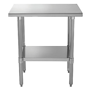 Kratos Stainless Steel Kitchen Prep Table 30" Dx72 W with Undershelf, NSF Worktable for Restaurants - 18ga/430SS (28W-001)